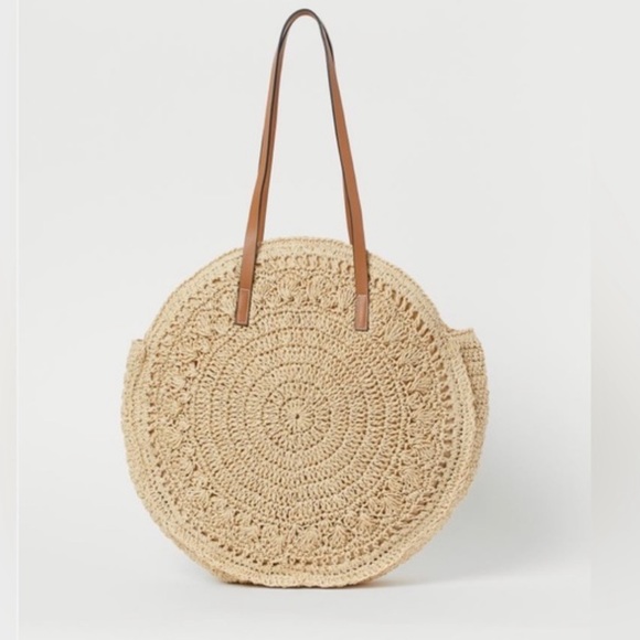 H&M | Bags | Hm Round Straw Beach Tote | Poshmark